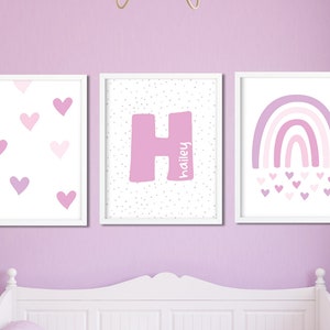 Girl's Nursery Prints, Rainbow Heart Prints, Rainbow Nursery Decor ...