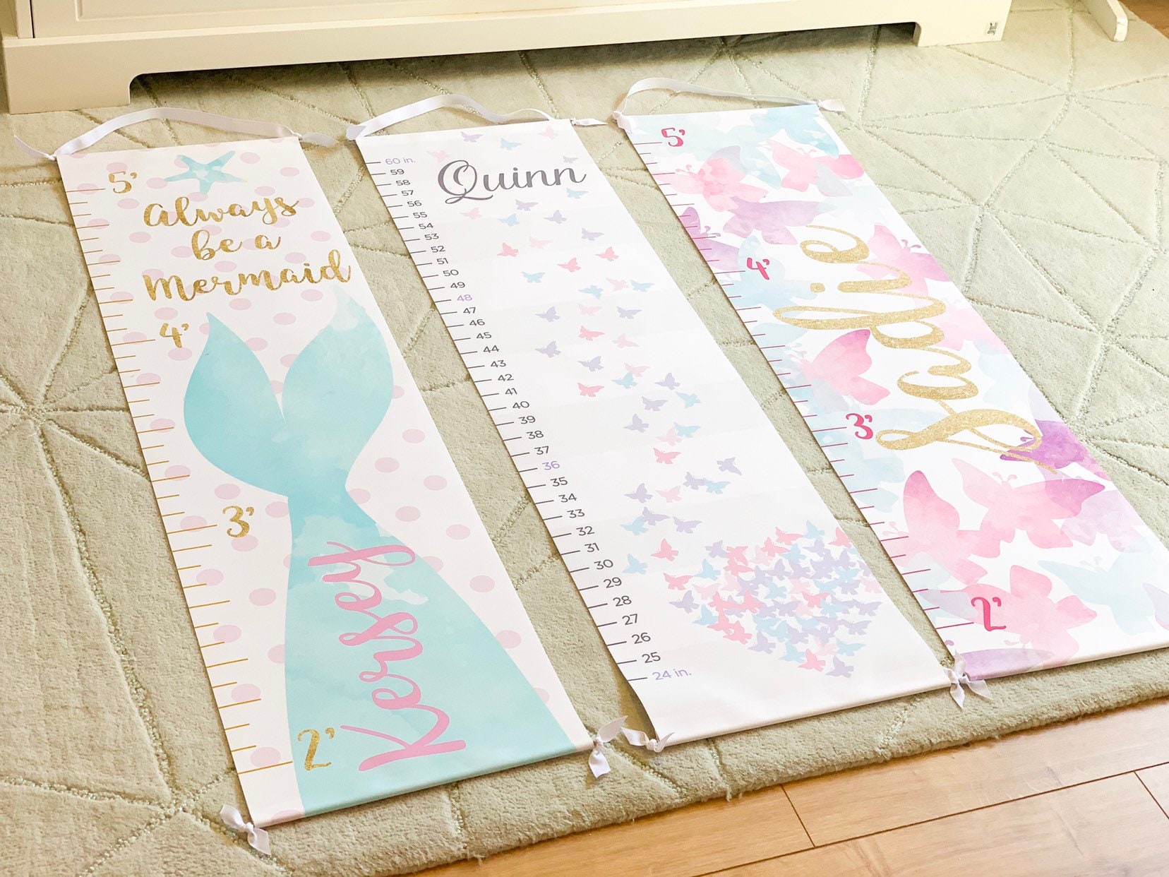 Watercolor Scallop Growth Chart, Scallop Nursery Decor, Boho Height ...