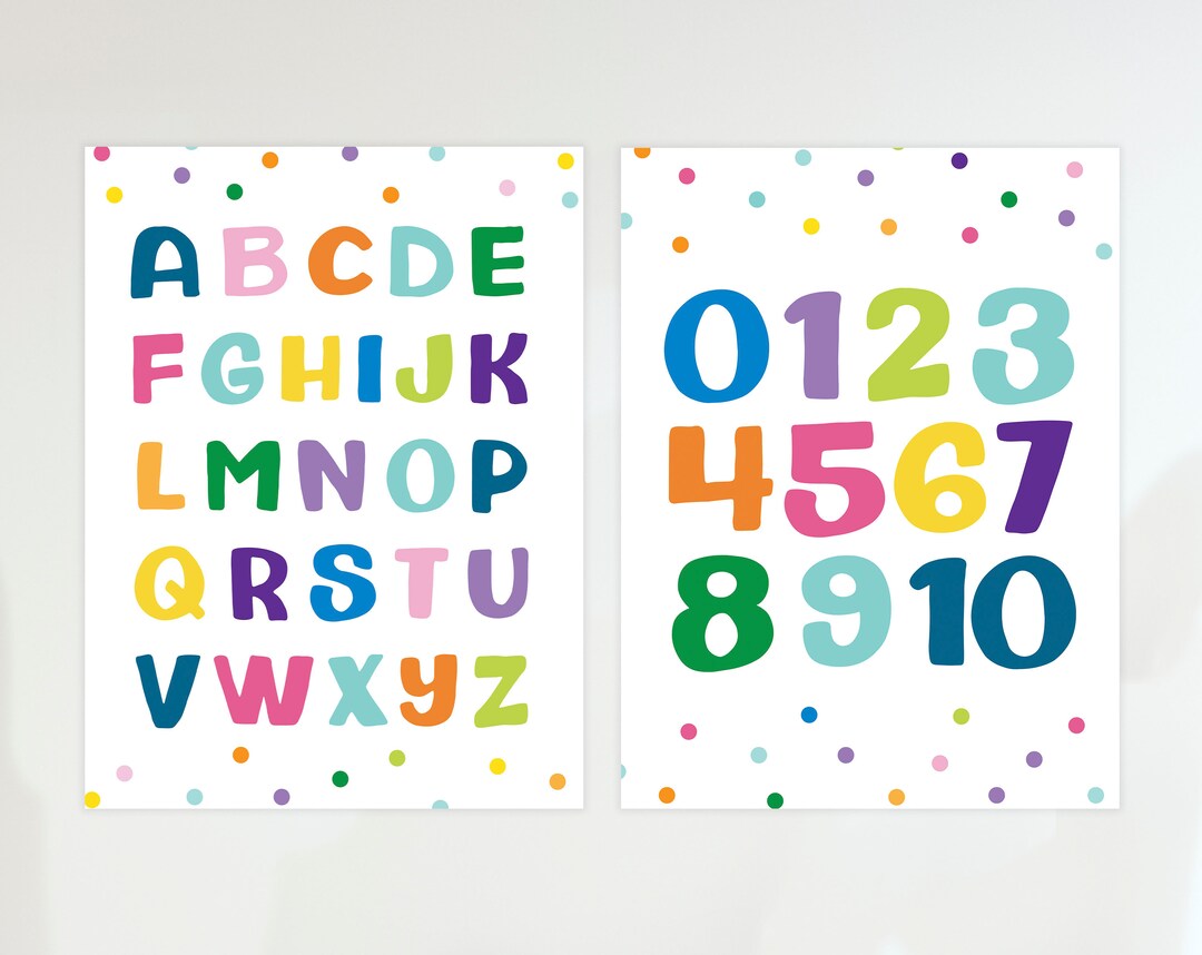 Rainbow Alphabet and Numbers Prints, ABC Print, ABC Printable, Rainbow ...