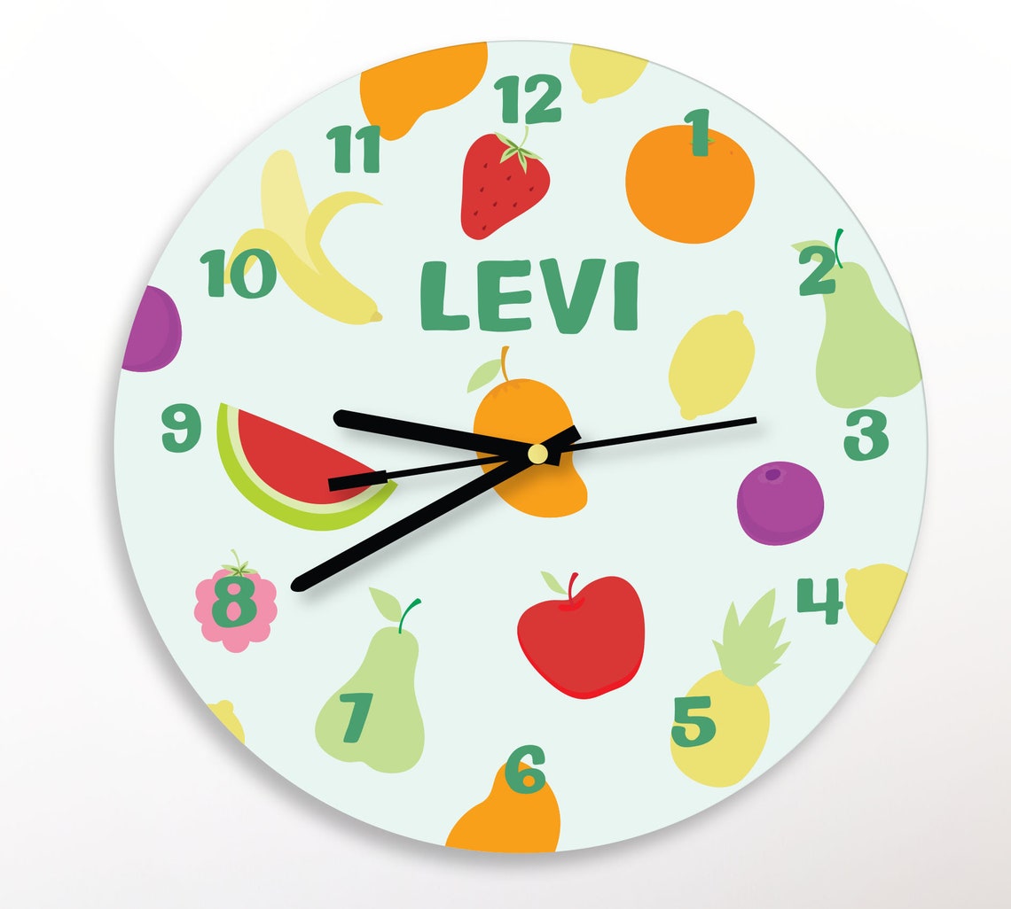 Kid's Fruit Wall Clock Fruits Nursery Clock Kid's - Etsy