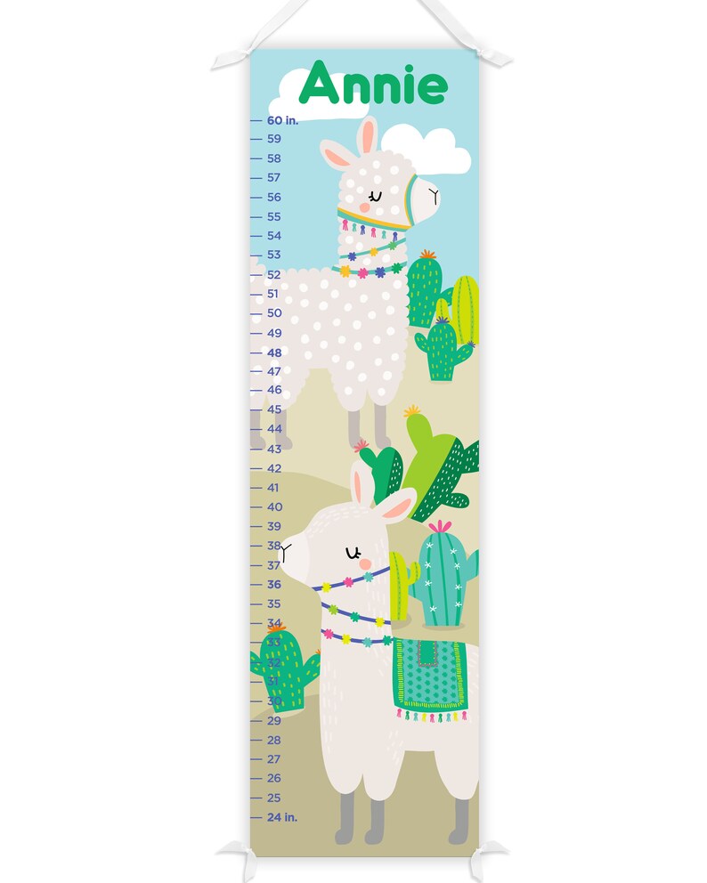 Llama Growth Chart, Llama Cactus Growth Ruler, Llama Wall Art, Llama ...