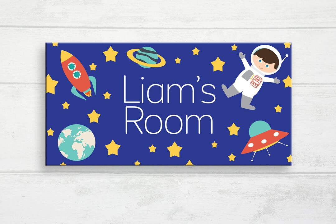 Kid's Astronaut Door Sign, Personalized Door Plaque for Boys ...