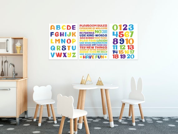 Rainbow Playroom Printable Art Playroom Rules Alphabet | Etsy