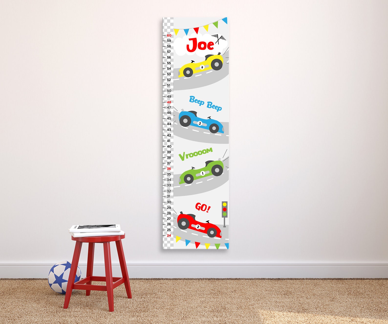 Race Car Growth Chart Boy's Car Growth Chart Race Car - Etsy