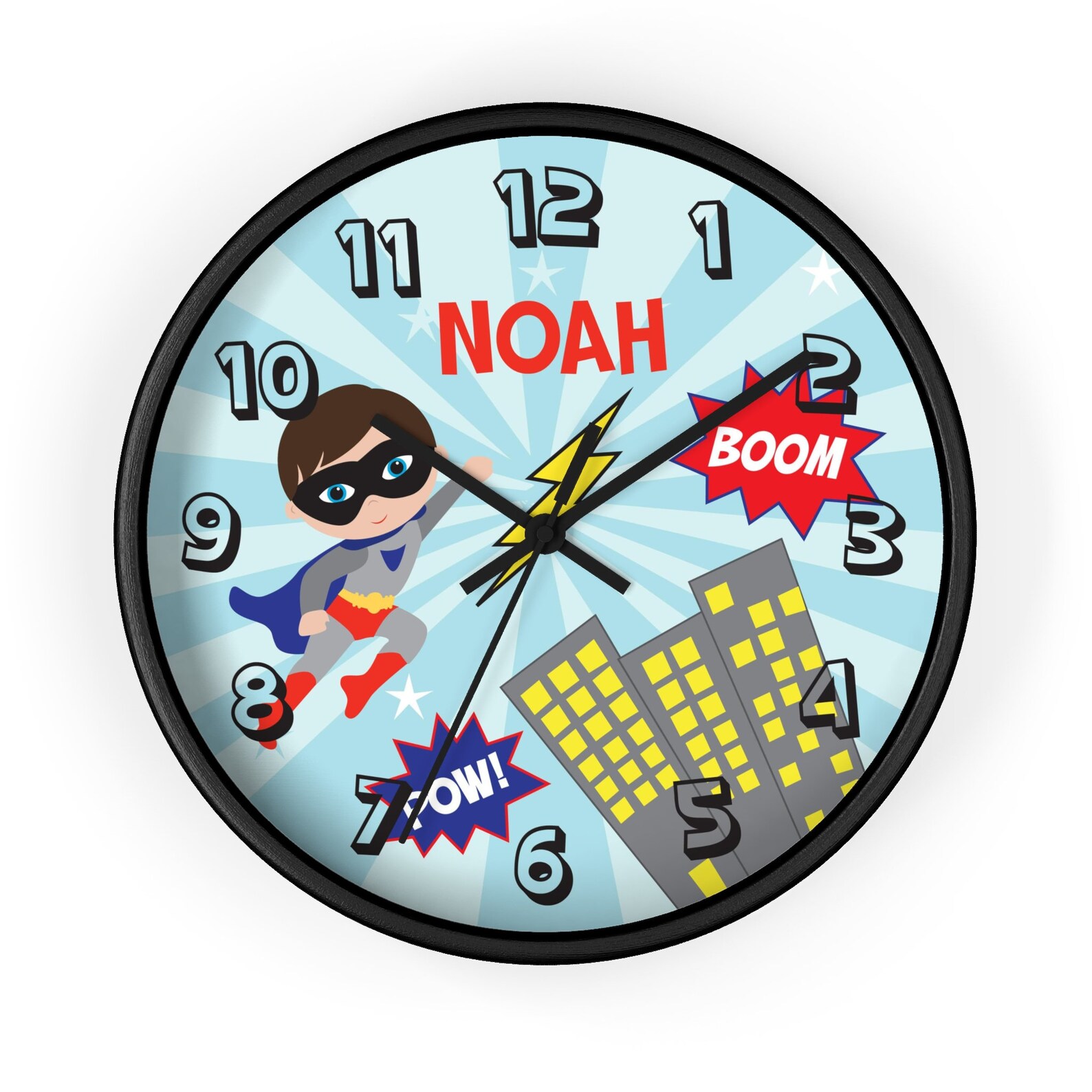 Superhero Kid's Wall Clock Personalized Kid's Clock | Etsy