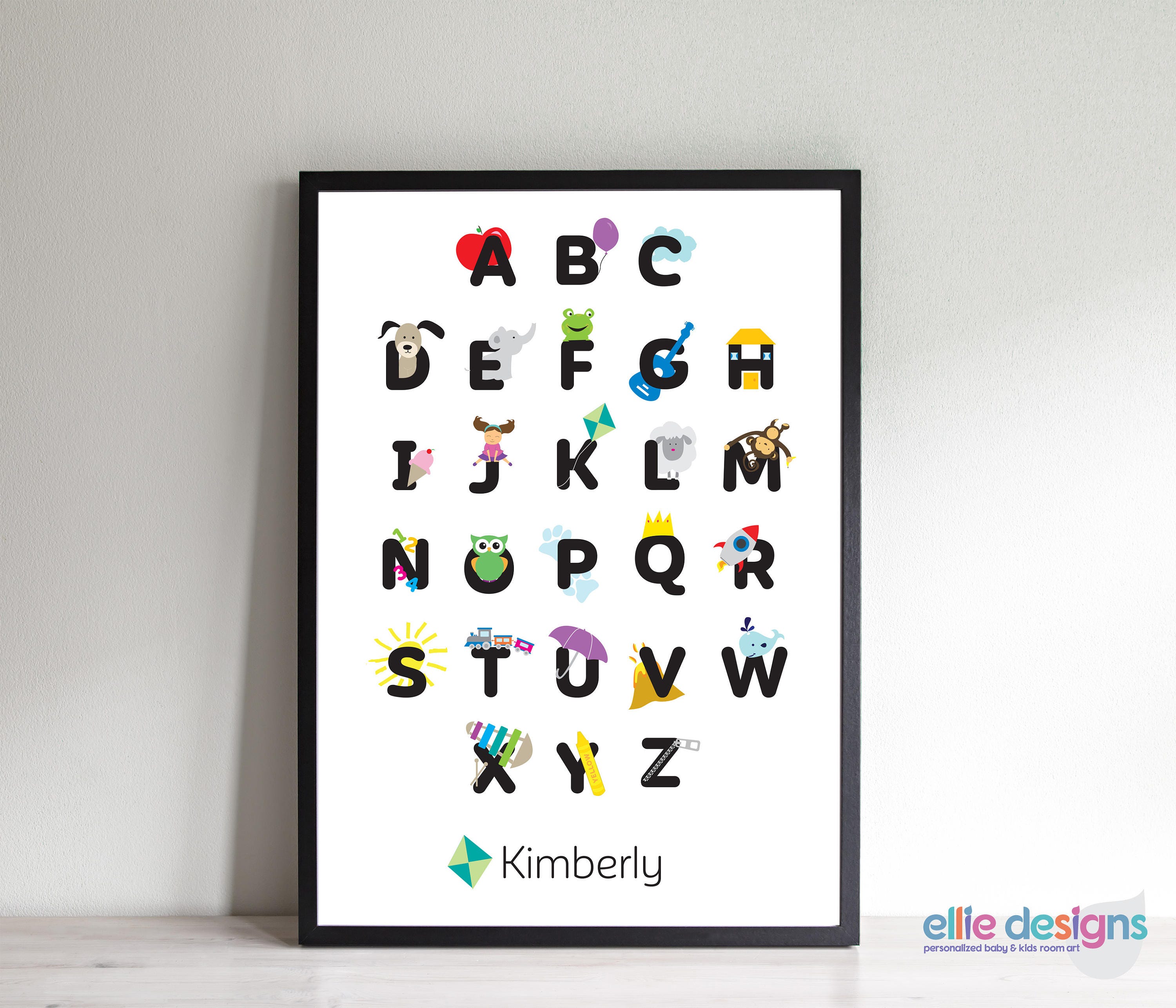 Personalized ABC Chart Alphabet Poster Alphabet Canvas ABC - Etsy Canada