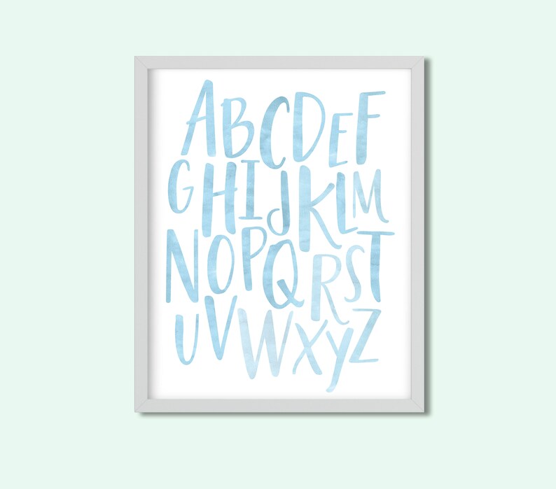 Watercolor ABC Nursery Print, Alphabet Wall Art, ABC Playroom Print ...
