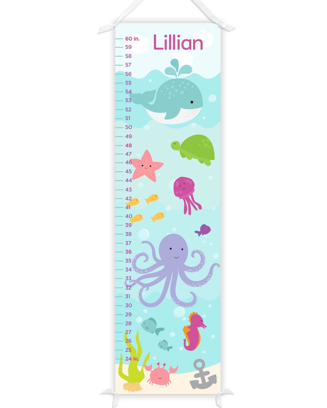 Under the Sea Growth Chart, Under the Sea Nursery, Ocean Growth Chart ...