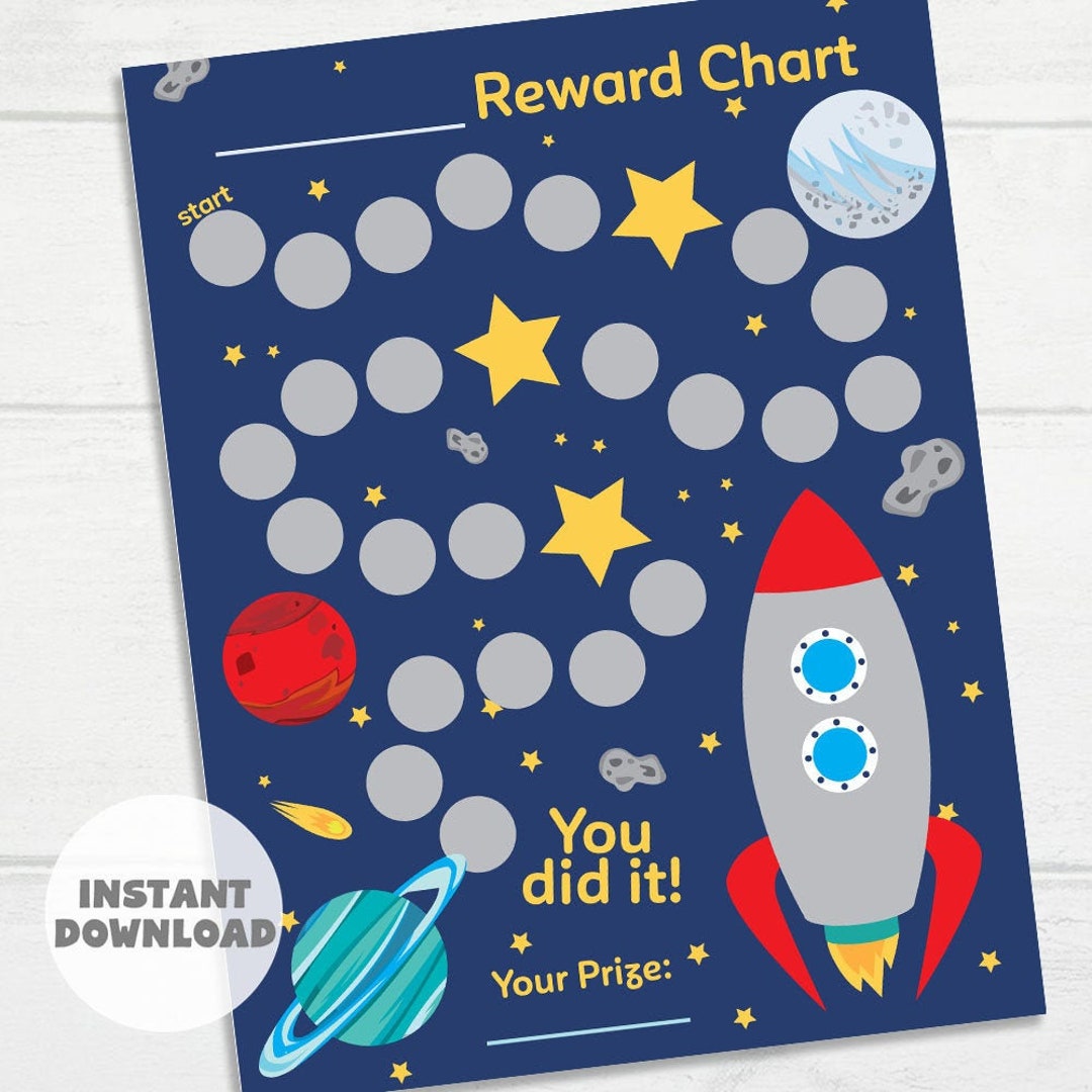 Printable Outer Space Reward Chart, Planets Sticker Chart, Instant ...