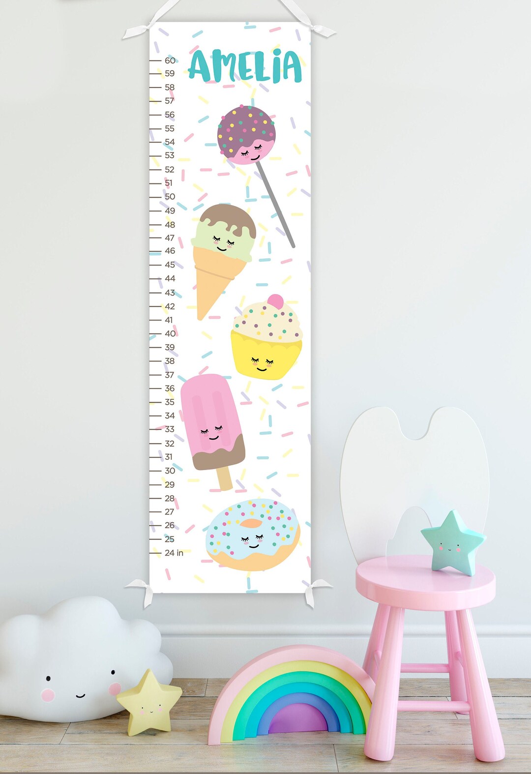 Kids Sweets Growth Chart, Girls Height Chart, Girls Growth Ruler ...
