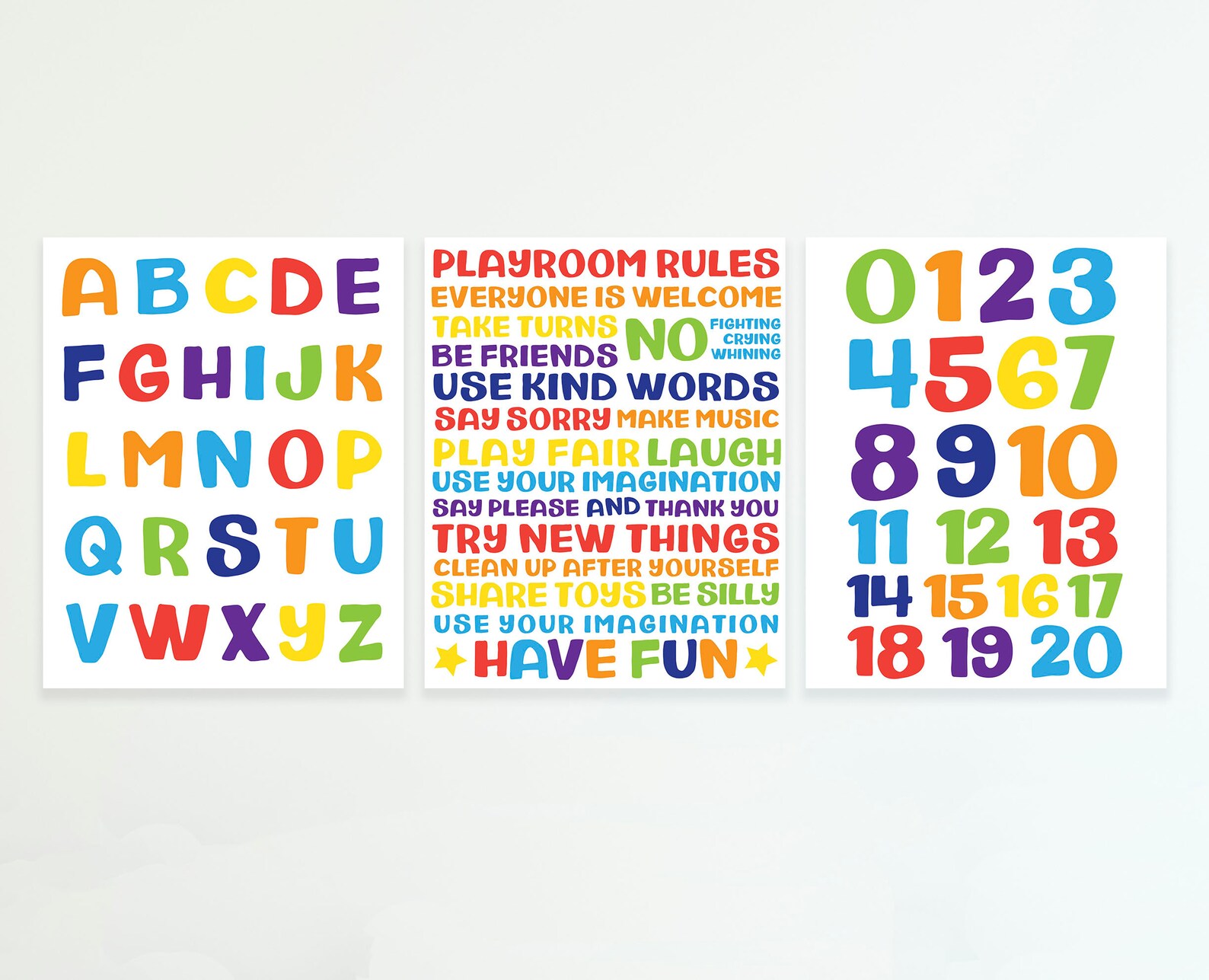 Rainbow Playroom Printable Art Playroom Rules Alphabet | Etsy