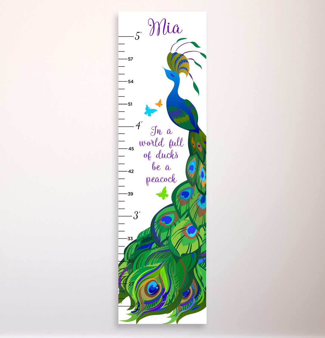 Peacock Growth Chart Peacock Theme Growth Chart Personalized - Etsy
