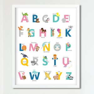 Animal Alphabet Print, Alphabet Wall Art, ABC Canvas, Abc Nursery Decor ...
