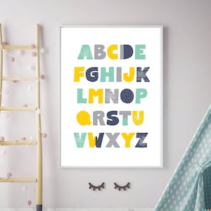 ABC Nursery Print, Alphabet Wall Art, ABC Canvas, Abc Nursery Decor ...