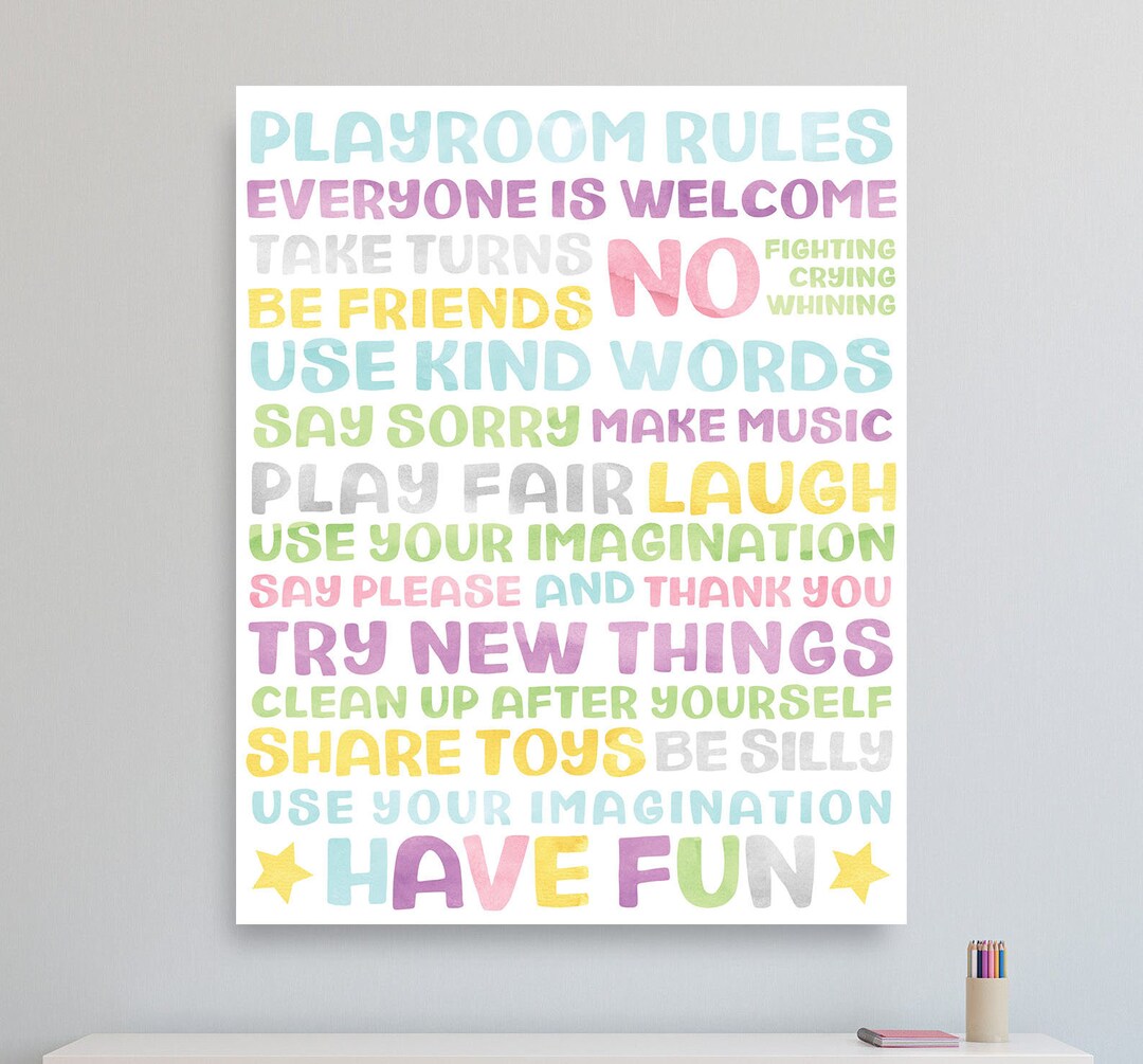 Playroom Rules Printable, Playroom Rules Instant Download, Watercolor ...