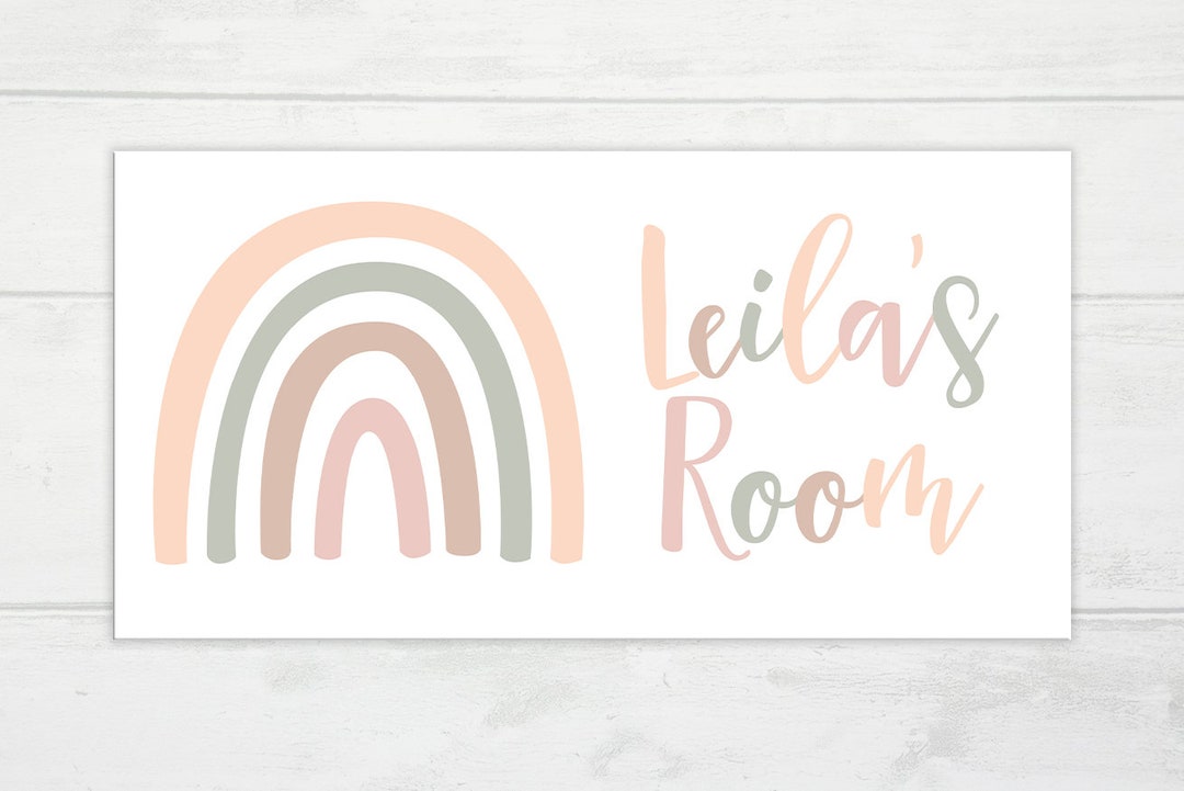 Neutral Rainbow Door Sign, Girl's Door Sign, Kid's Name Sign, Kid's ...