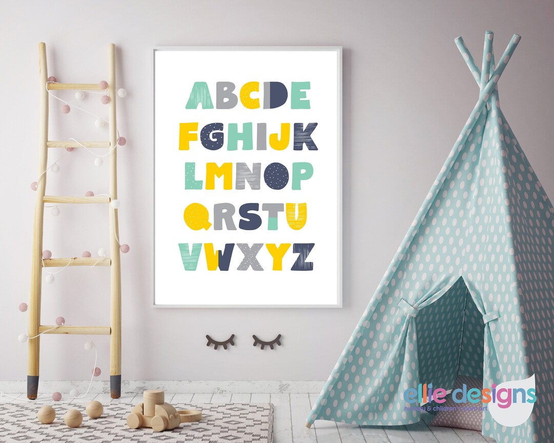 Kid's Alphabet Printable, ABC Instant Download, ABC Wall Art, Alphabet ...