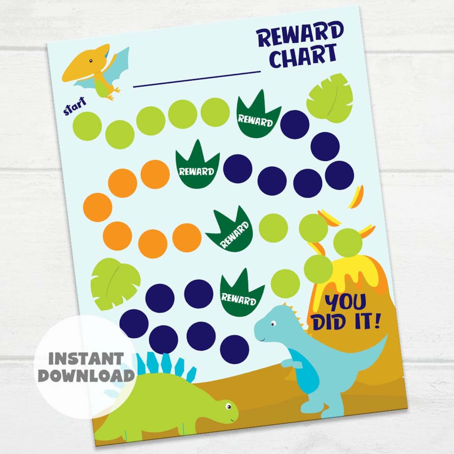 Printable Dinosaur Reward Chart Dinosaur Sticker Chart - Etsy
