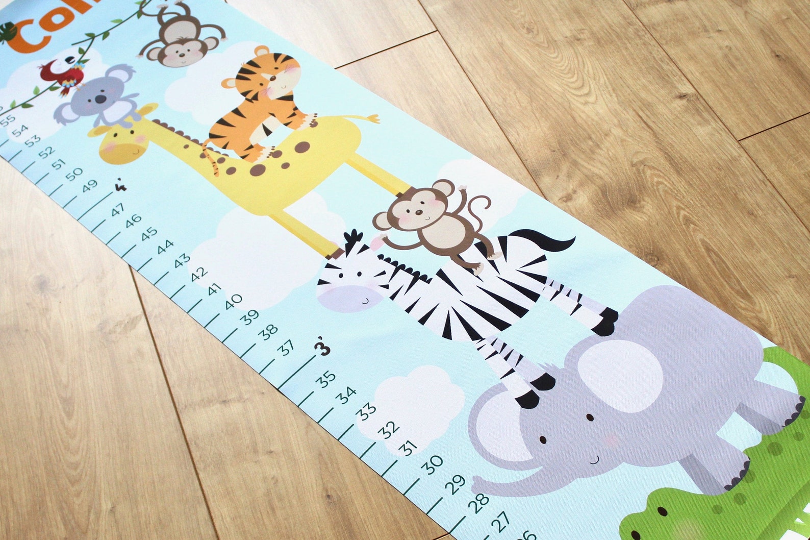 Safari Growth Chart Animal Growth Chart Canvas Growth Chart | Etsy