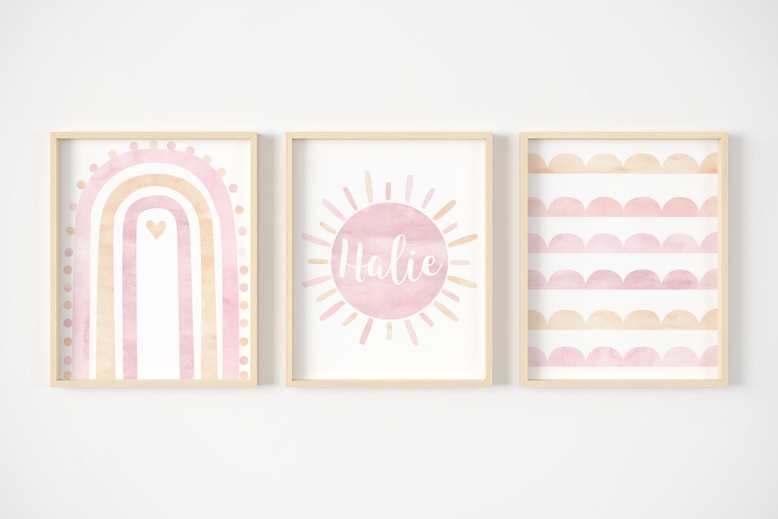 Watercolor Scallop Growth Chart, Scallop Nursery Decor, Boho Height ...