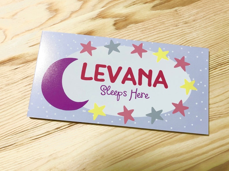 Moon Stars Door Sign Girls Star Nursery Personalized Print - Etsy