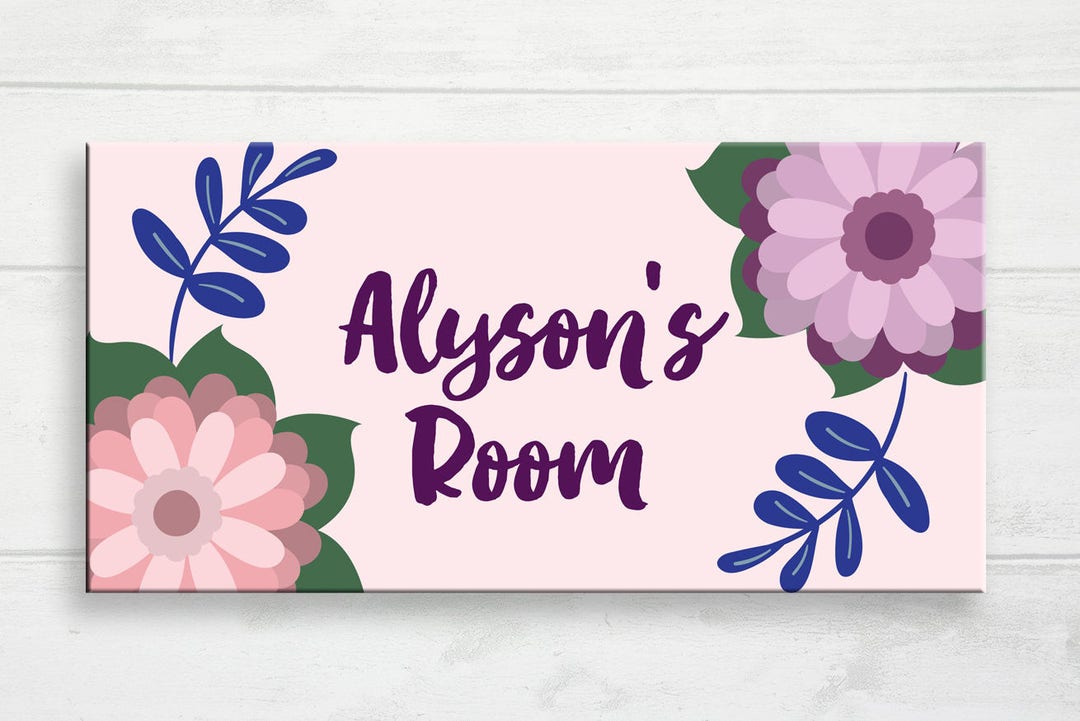 Girl's Flower Door Sign, Flower Door Plaque, Kids Door Sign, Flower ...
