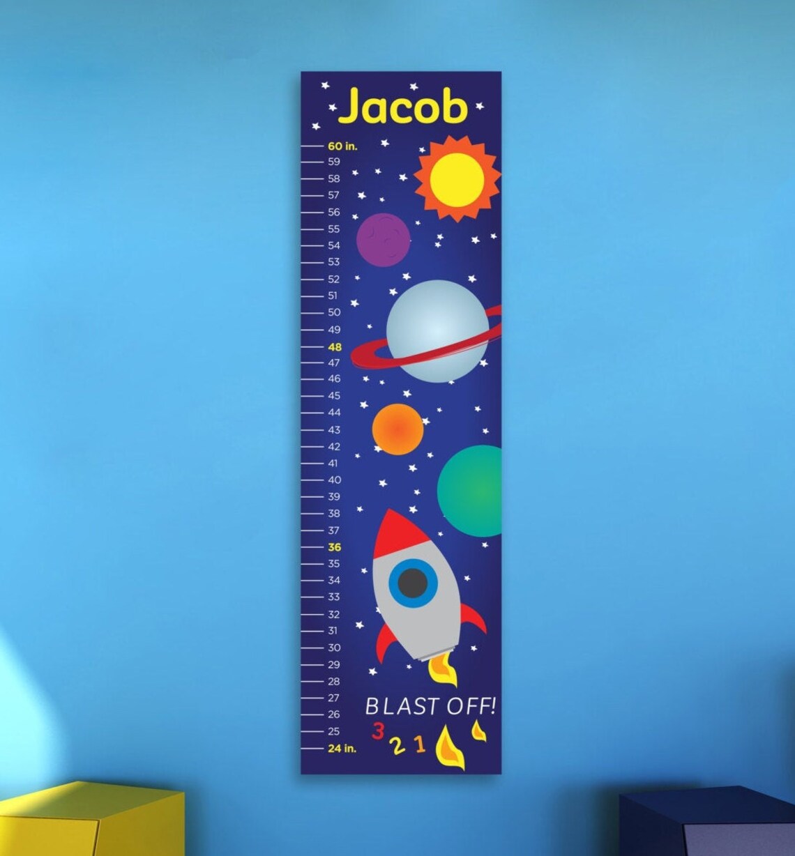 Personalized Outer Space Growth Chart, Planets, Rocket Ship, Growth ...