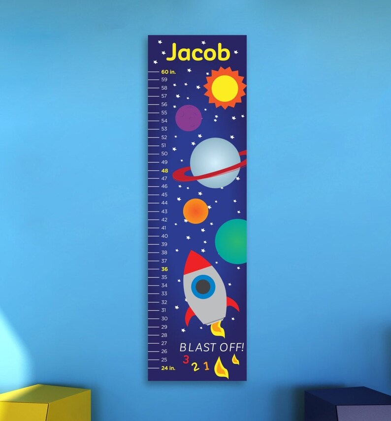 Personalized Outer Space Growth Chart, Planets, Rocket Ship, Growth ...