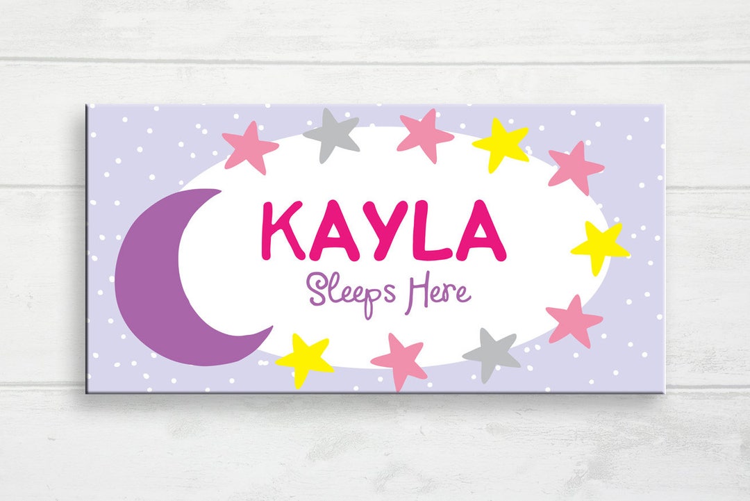 Moon Stars Door Sign, Girls Star Nursery, Personalized Print, Star ...