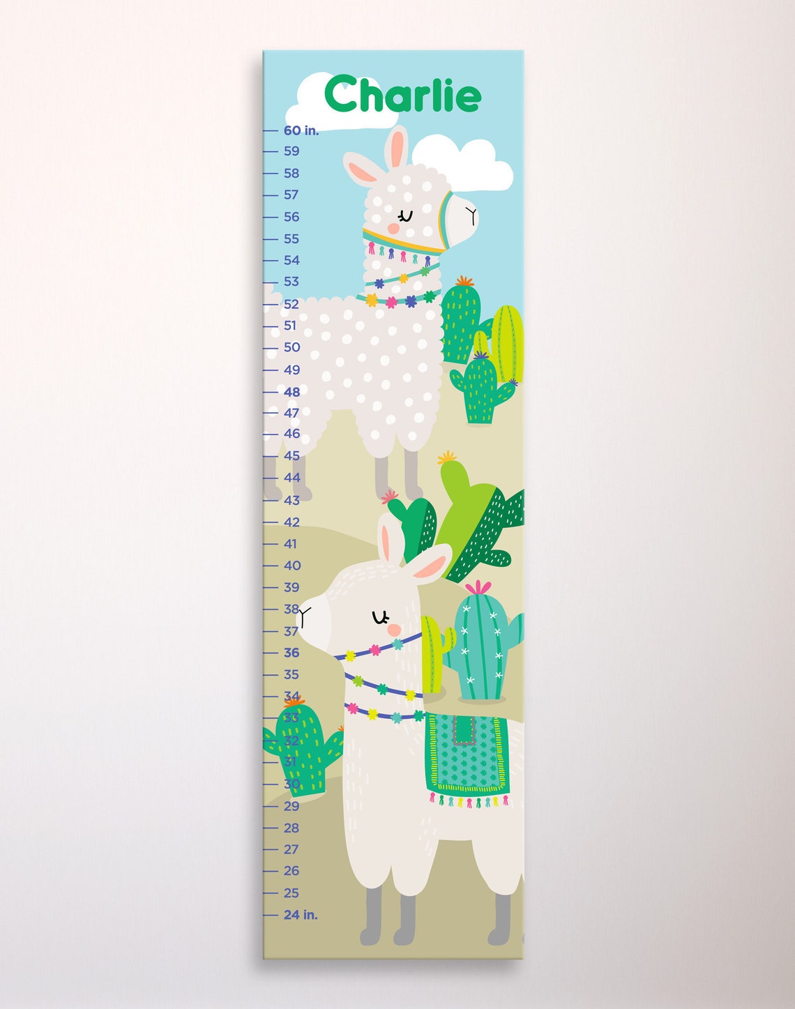 Llama Growth Chart Llama Cactus Growth Ruler Llama Wall Art - Etsy