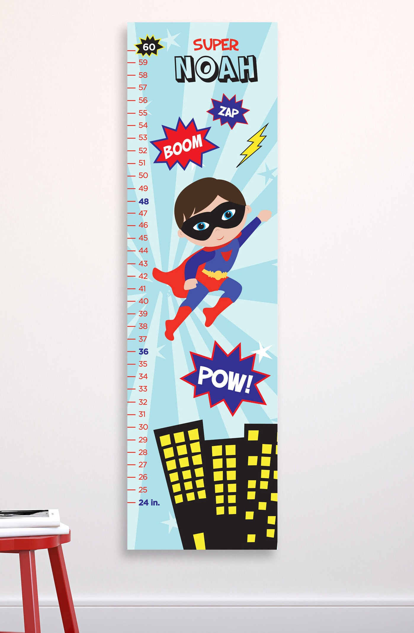 Superhero Growth Chart Kids Growth Chart Boy's Superhero - Etsy Israel