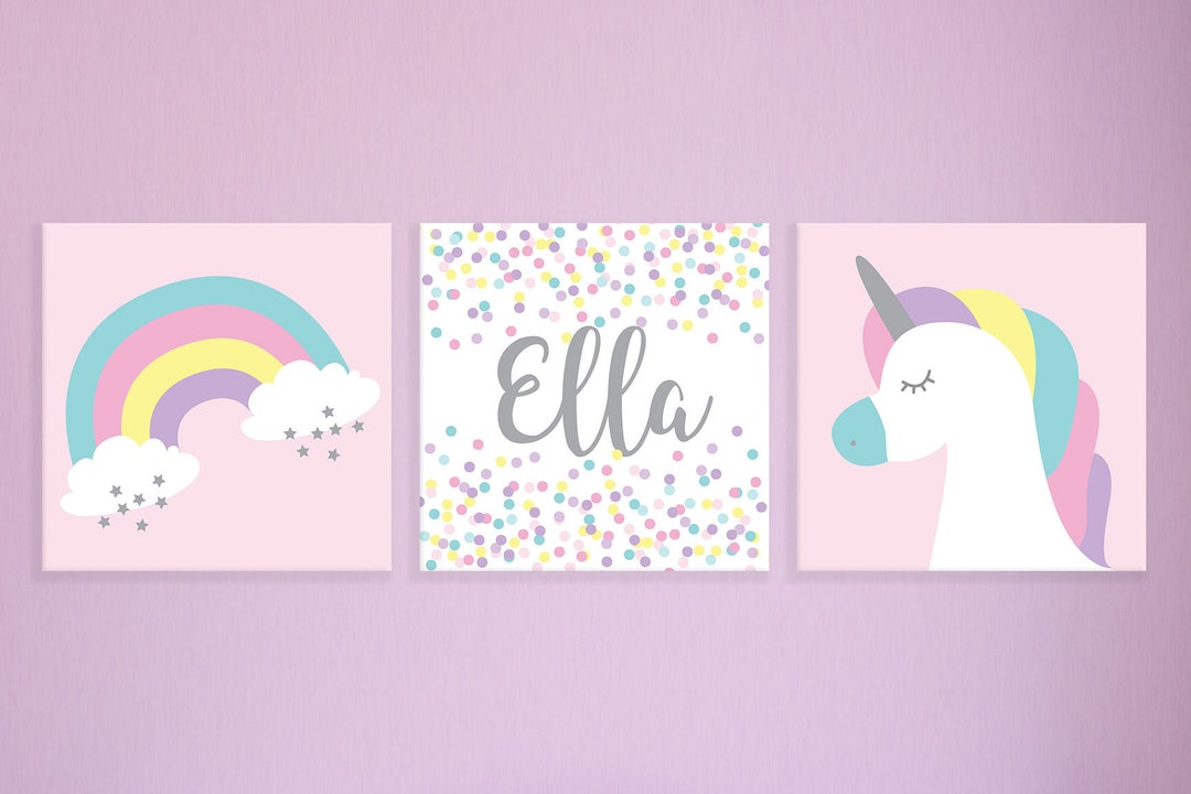 Unicorn Rainbow Girl's Room Wall Art, Rainbow Unicorn Nursery, Unicorn ...
