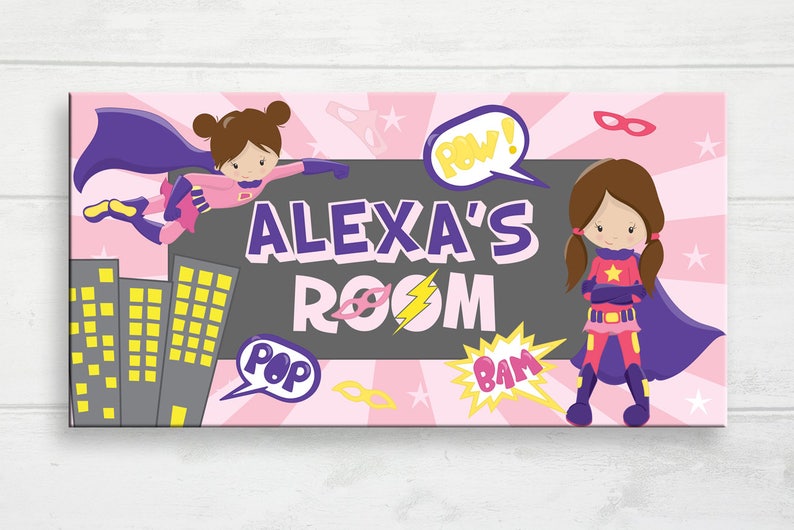 Girl's Superhero Door Sign Girls Superhero Room Wonder | Etsy
