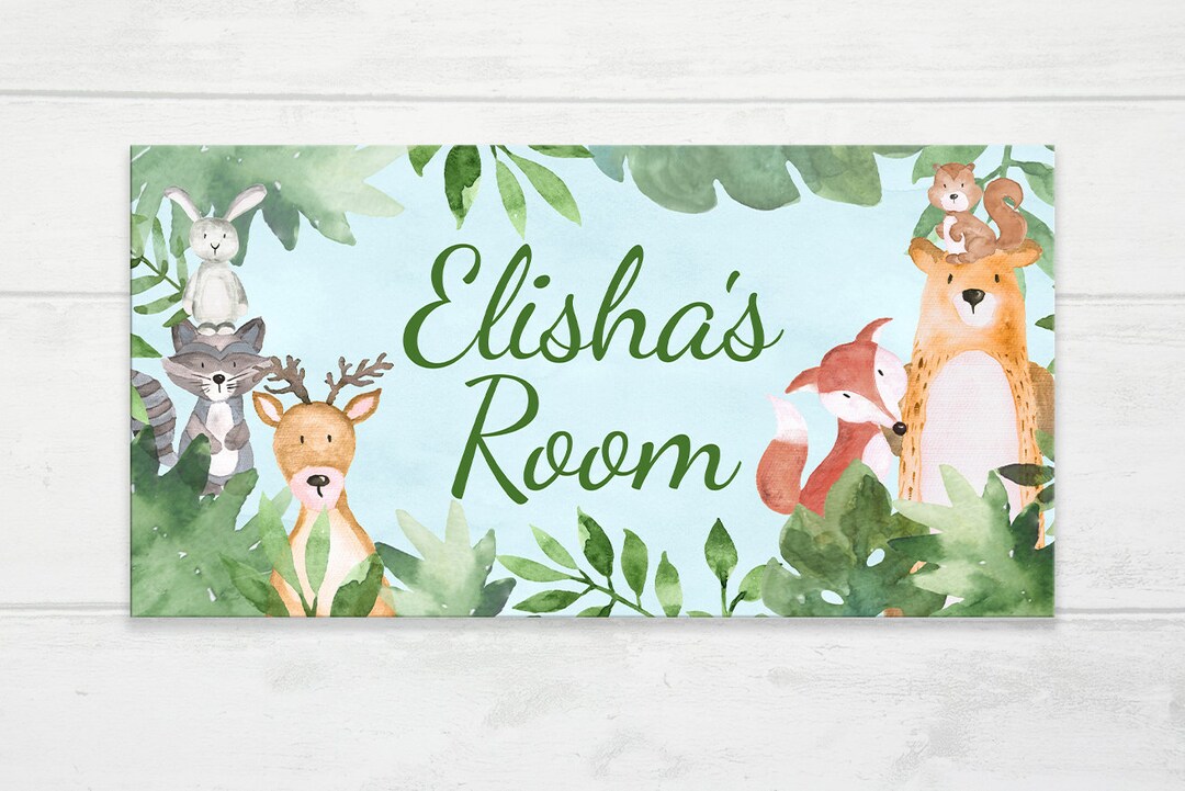 Watercolor Woodland Door Sign, Woodland Nursery, Forest Animals Door ...