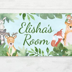 Watercolor Woodland Door Sign, Woodland Nursery, Forest Animals Door ...