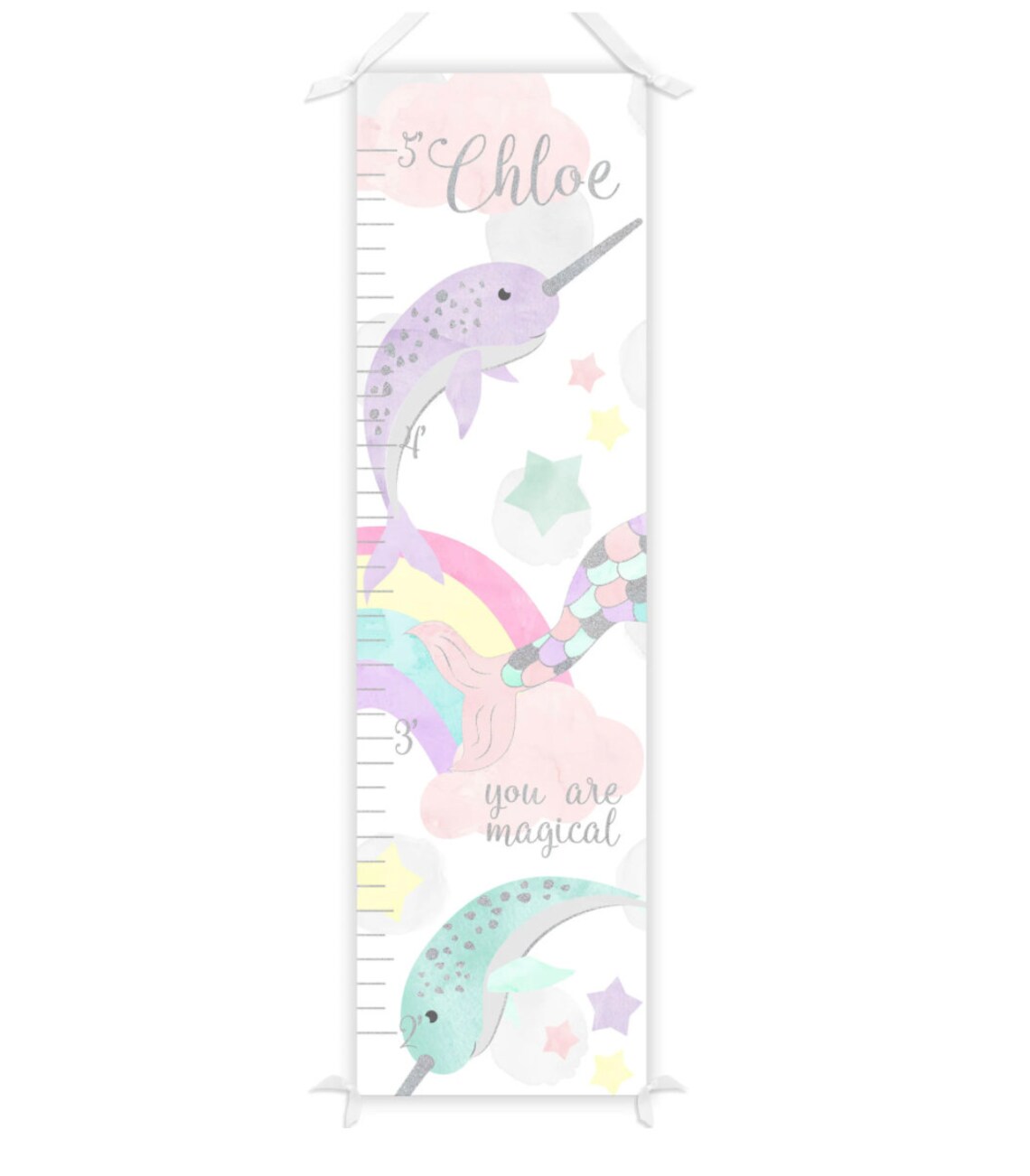 Girl's Mermaid Unicorn Narwhal Wall Art, Girl's Mermaid Prints, Narwhal ...