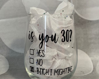30th Birthday Glass - Etsy