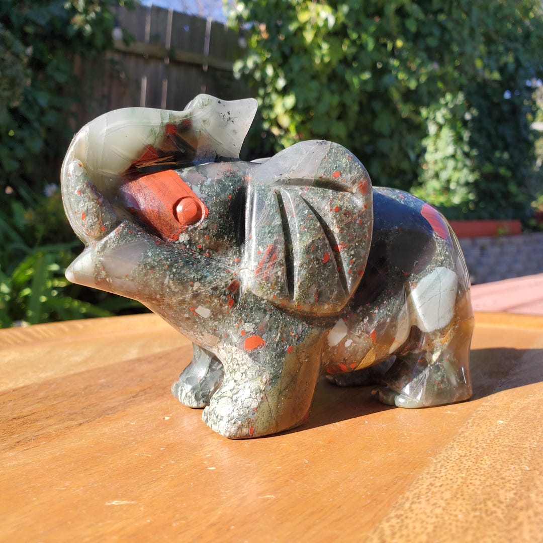 Chunky & Heavy African Bloodstone Elephant - Grounding, Persistence ...