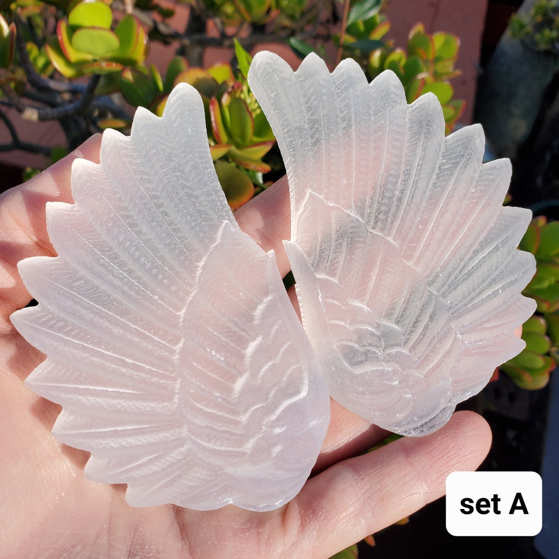 Selenite Angel Wings on Stand Tranquility Blessings Love & - Etsy
