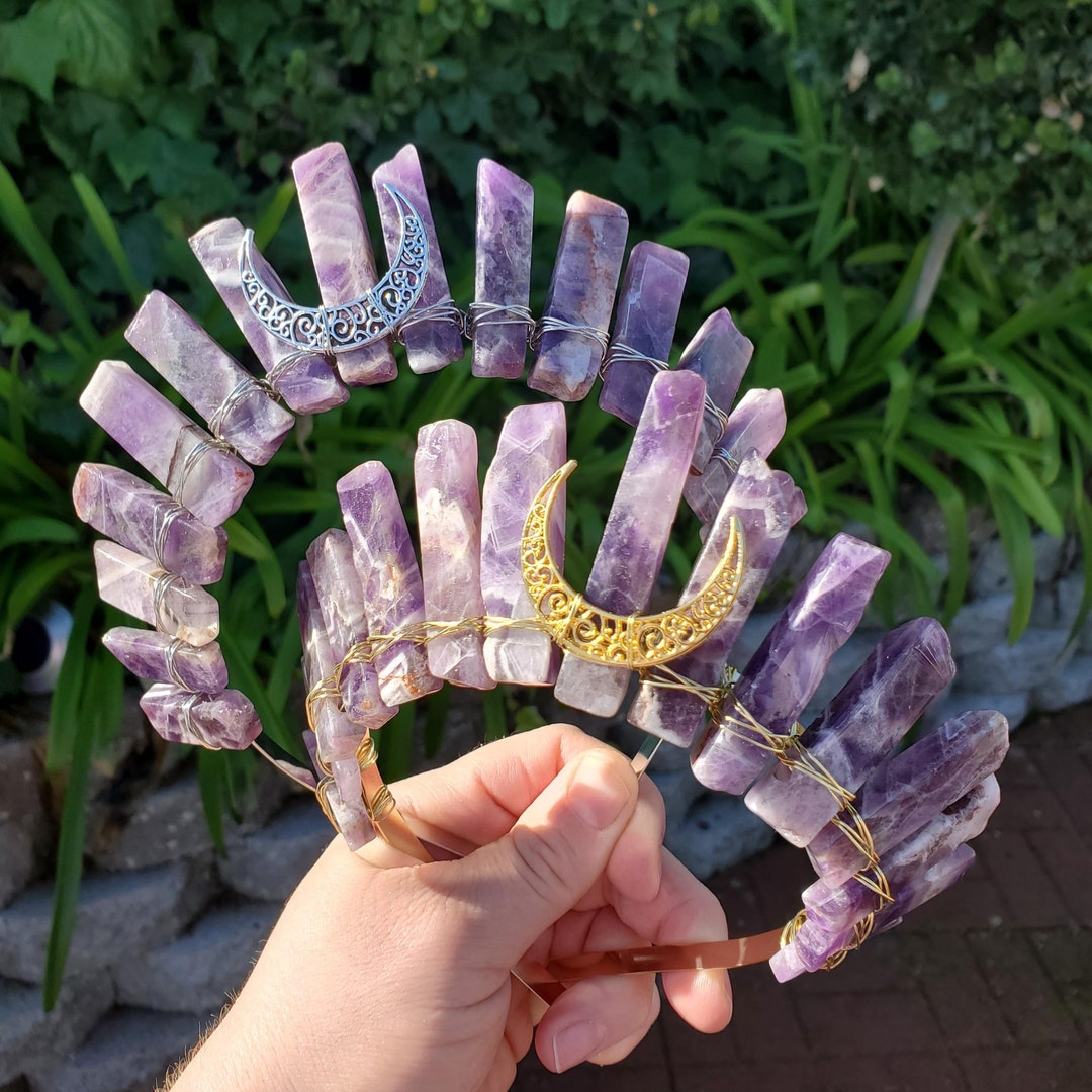 Dream Amethyst Crown With Moon Calming, Energetic Protection ...