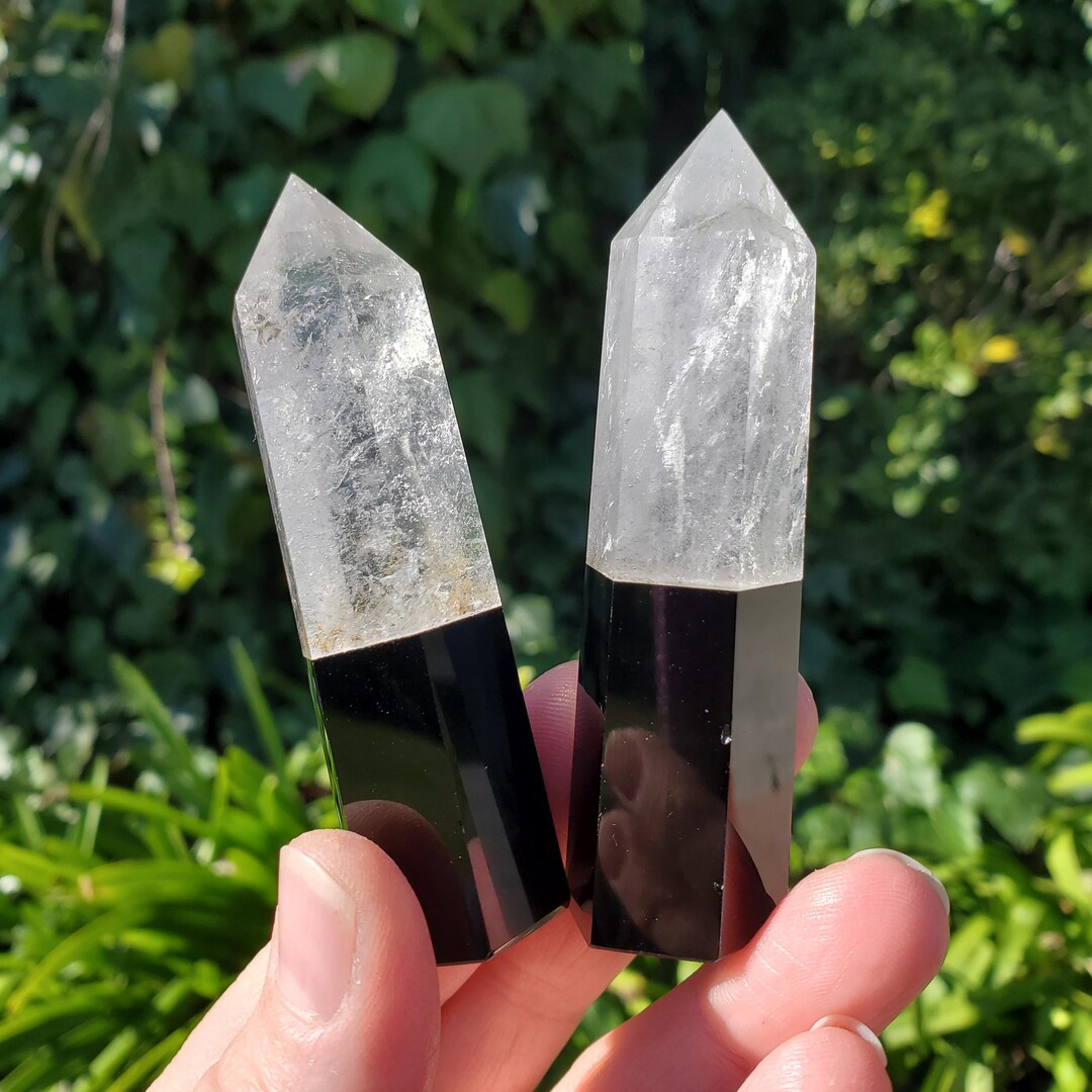Clear Quartz & Obsidian Tower - Energetic Protection, Reflection ...