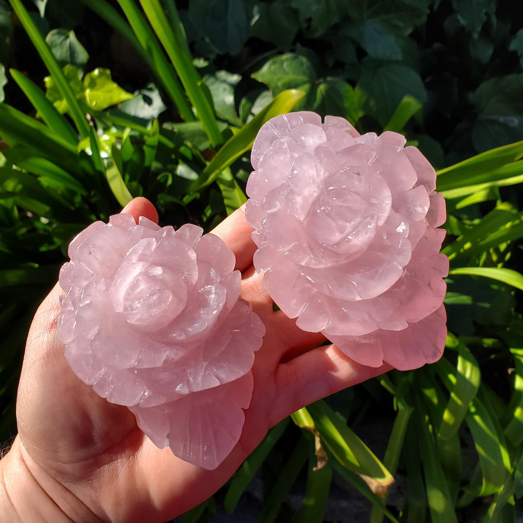 Big Rose Quartz Flower - Unconditional Love, Compassion, Self Love - Pink Crystal Rose Stone ...