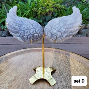 Moonstone Angel Wings With Gold Stand - Uplifting, Feminine Energy ...