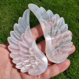 Selenite Angel Wings on Stand Tranquility, Blessings, Love & Light ...