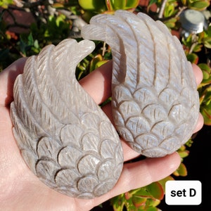 Moonstone Angel Wings With Gold Stand - Uplifting, Feminine Energy ...