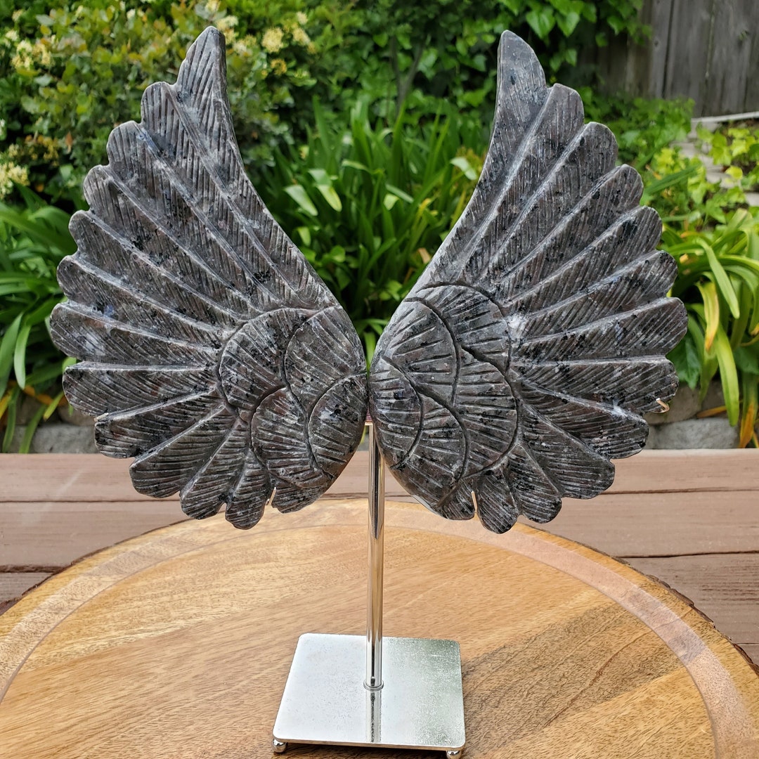 Huge Yooperlite Angel Wings on Stand - Glowing Crystal Stone With UV ...