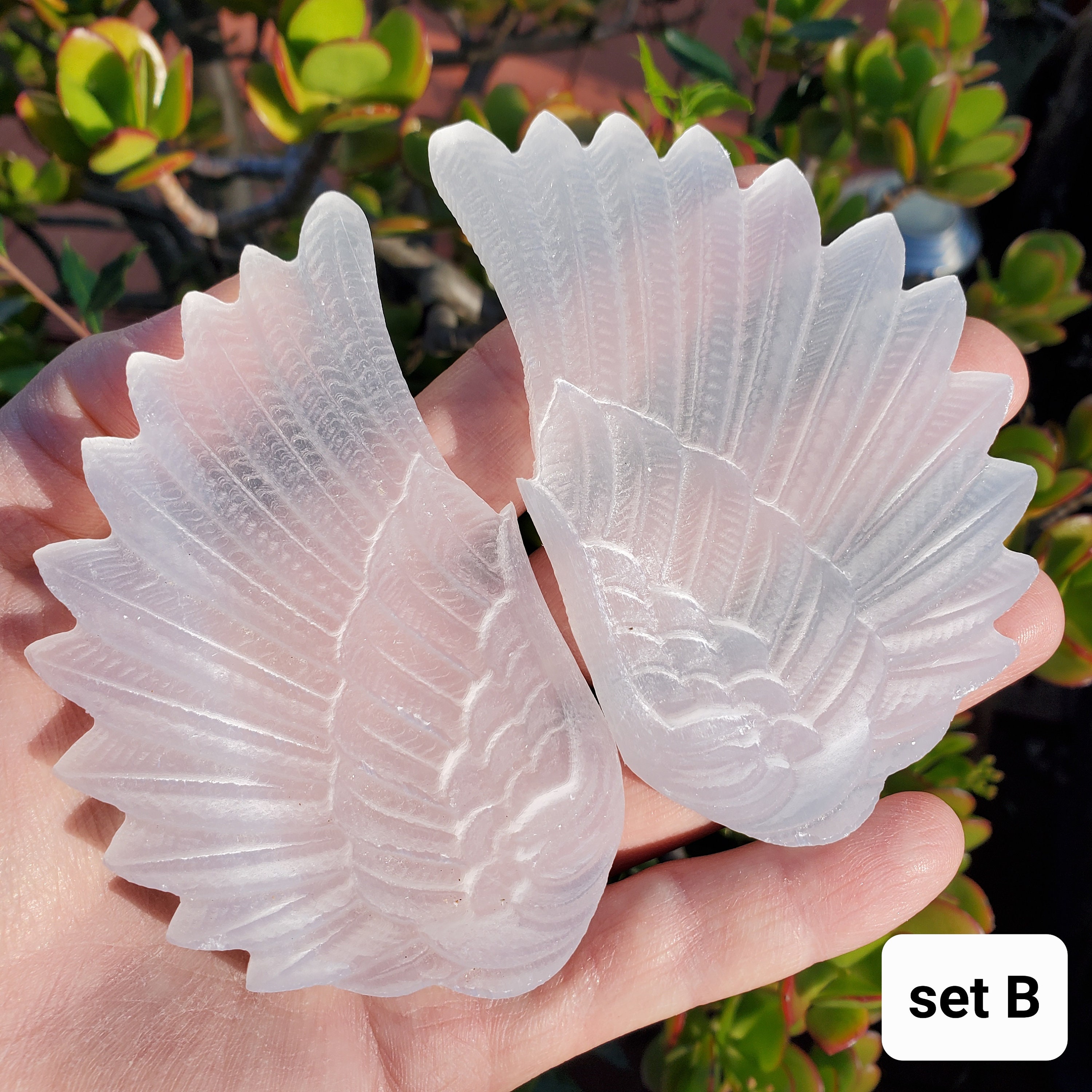 Selenite Angel Wings on Stand Tranquility Blessings Love & - Etsy
