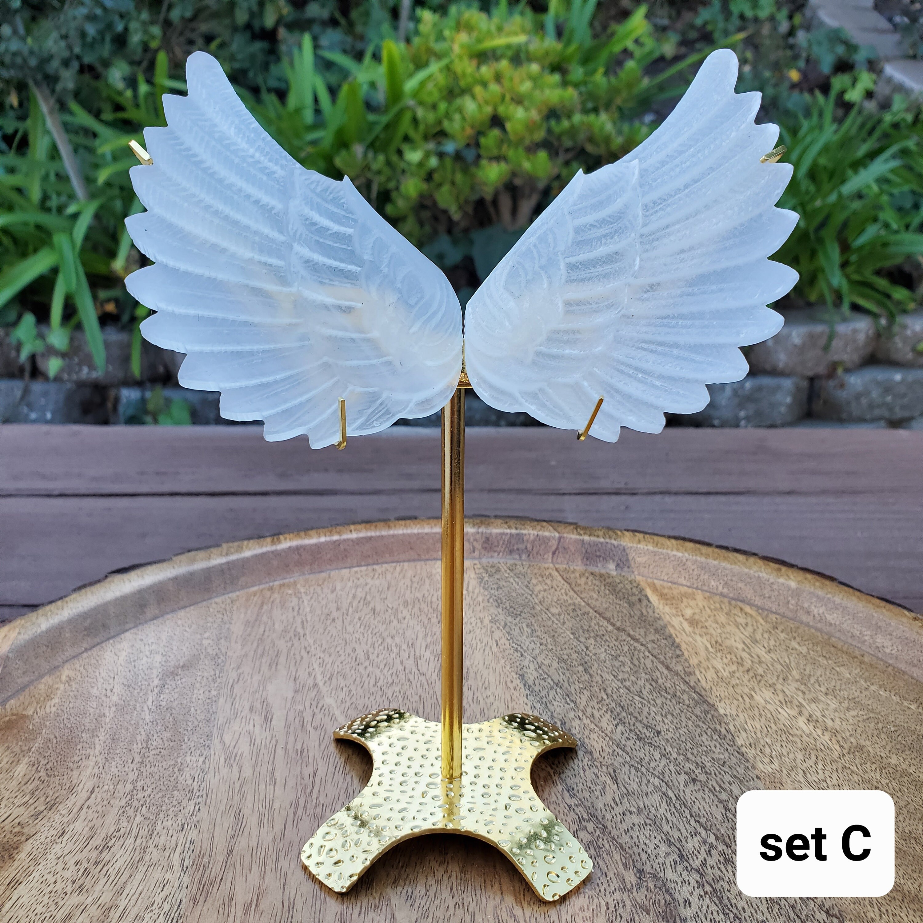 Selenite Angel Wings on Stand Tranquility Blessings Love & - Etsy