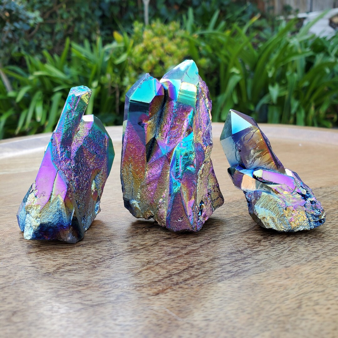 Titanium Aura Quartz Cluster - Strength, Power, Peace, Release Negativity, Energizing - Rainbow ...