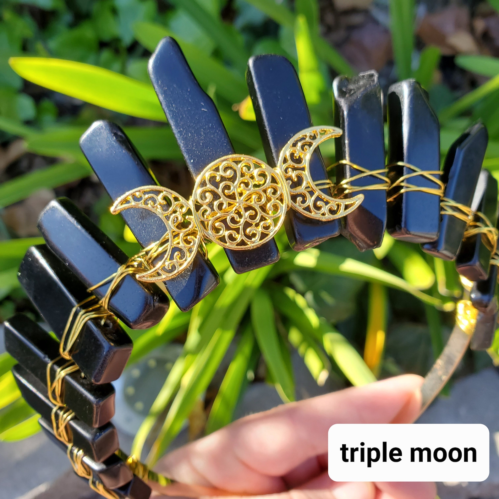 Obsidian Crown With Gold Moon Self Reflection Release - Etsy